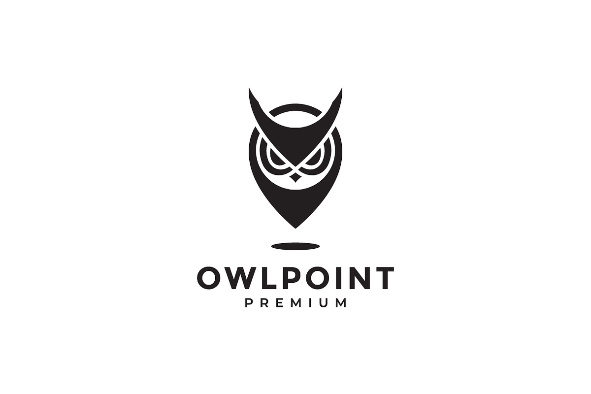 pin map location with owl eyes logo | Creative Market