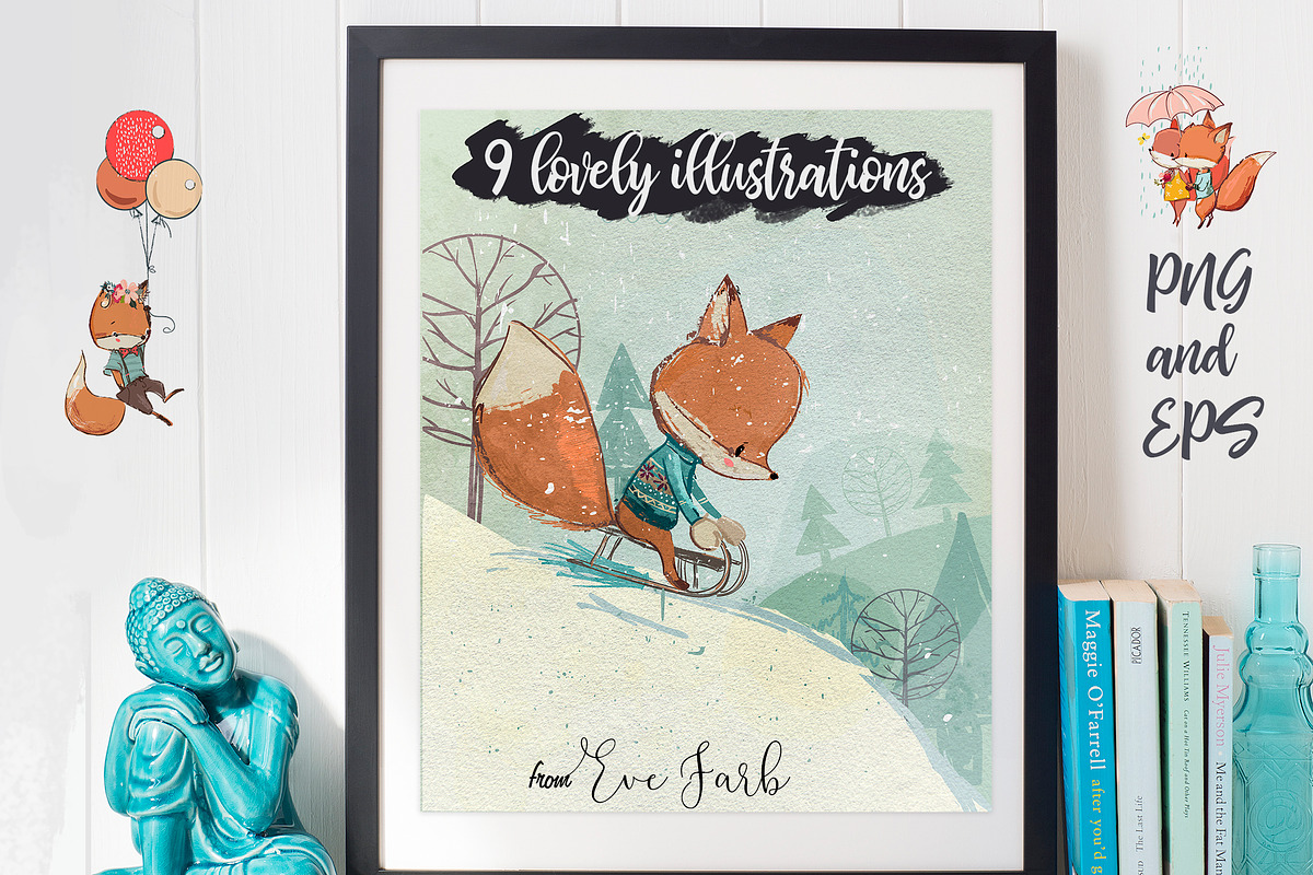 9 lovely illustrations-fox and fawn, an Animal Illustration by Eve Farb