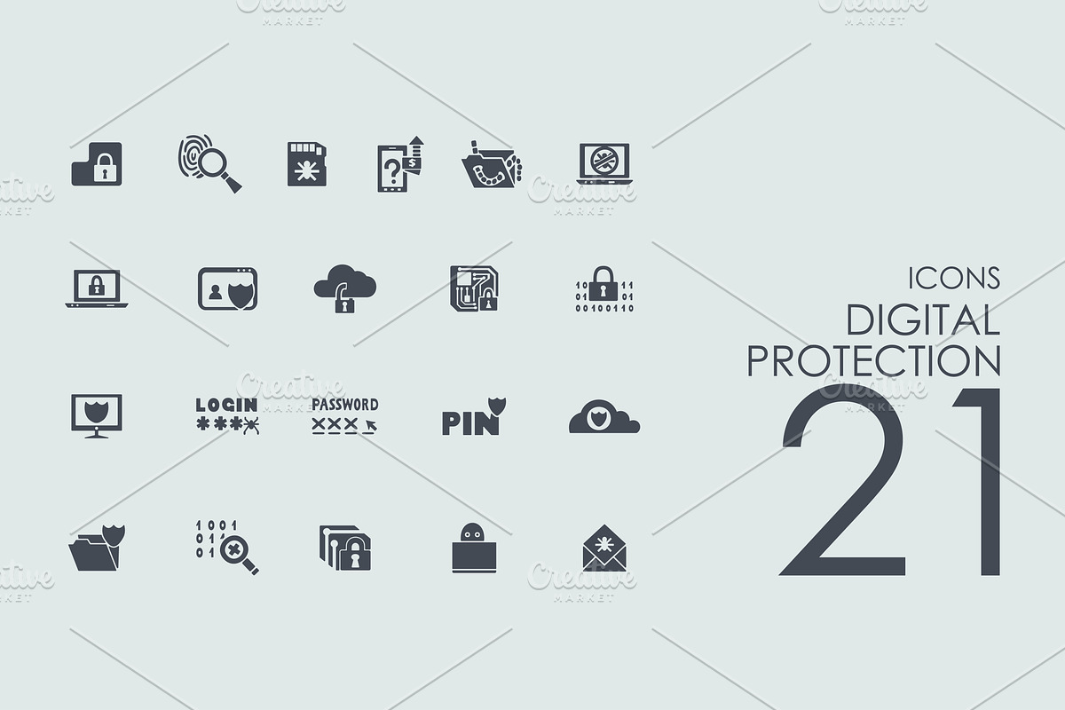 21 digital protection icons, an Icon by Palau