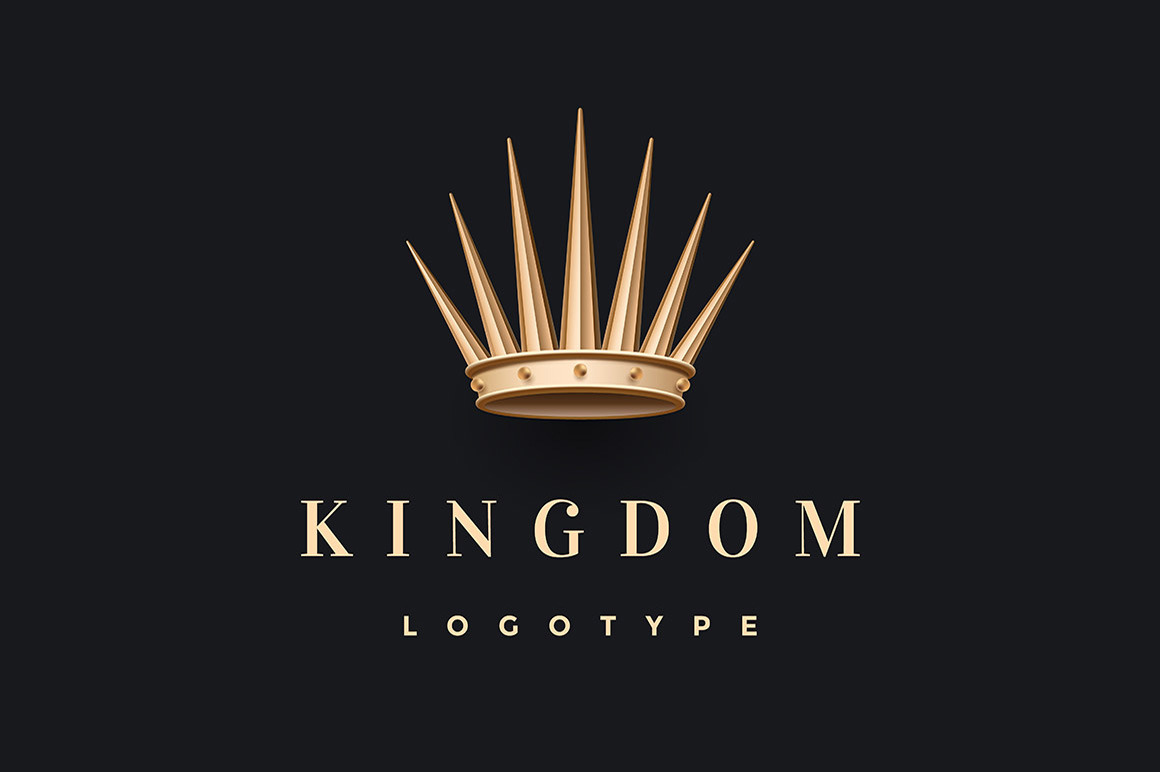 Logo with gold king crown, a Decorative Illustration by Foxys Graphic