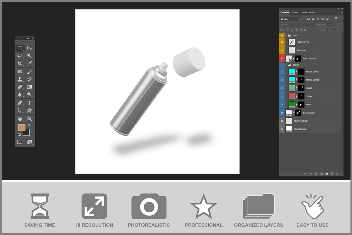 Spray Can Mockup PSD, a Packaging Mockup by Bruno's Shop