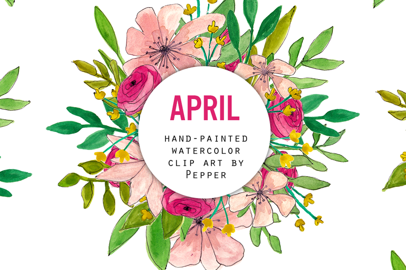Pink Red Floral Watercolor Clipart, an Illustration by Pepper