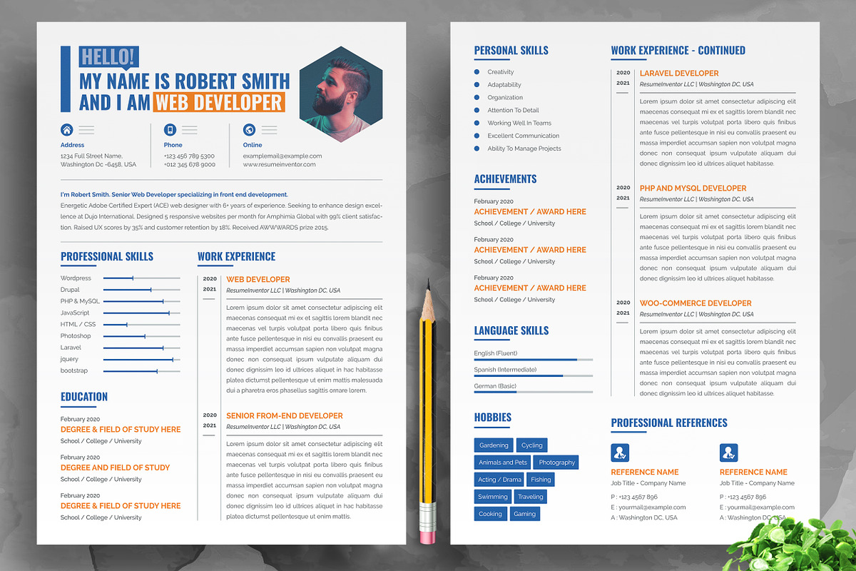 Programmer Resume Template for Word | Creative Market