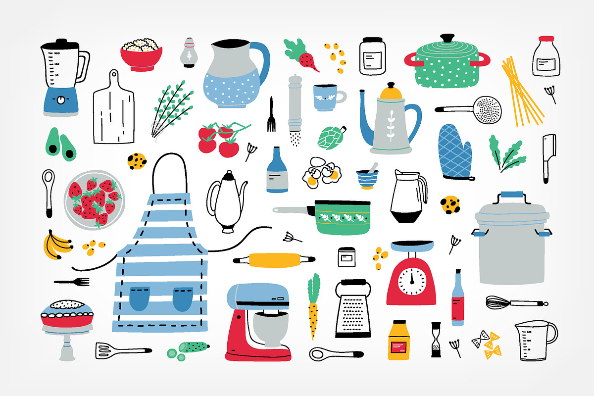 Big home cooking bundle, seamless, a Food Illustration by Good Studio