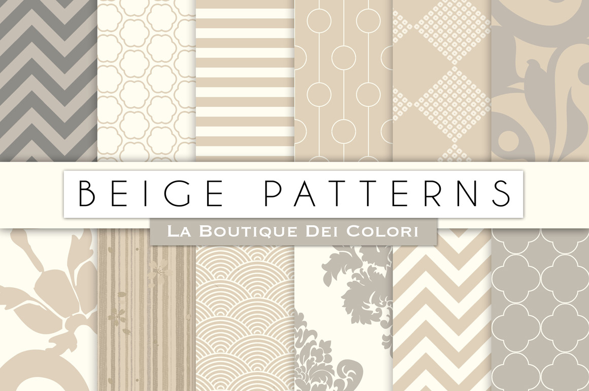 Beige Patterned Digital Papers, a Pattern Graphic by La Boutique dei Colori
