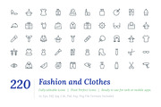 220 Fashion and Clothes Line Icons, an Outline Icon by Vectors Market