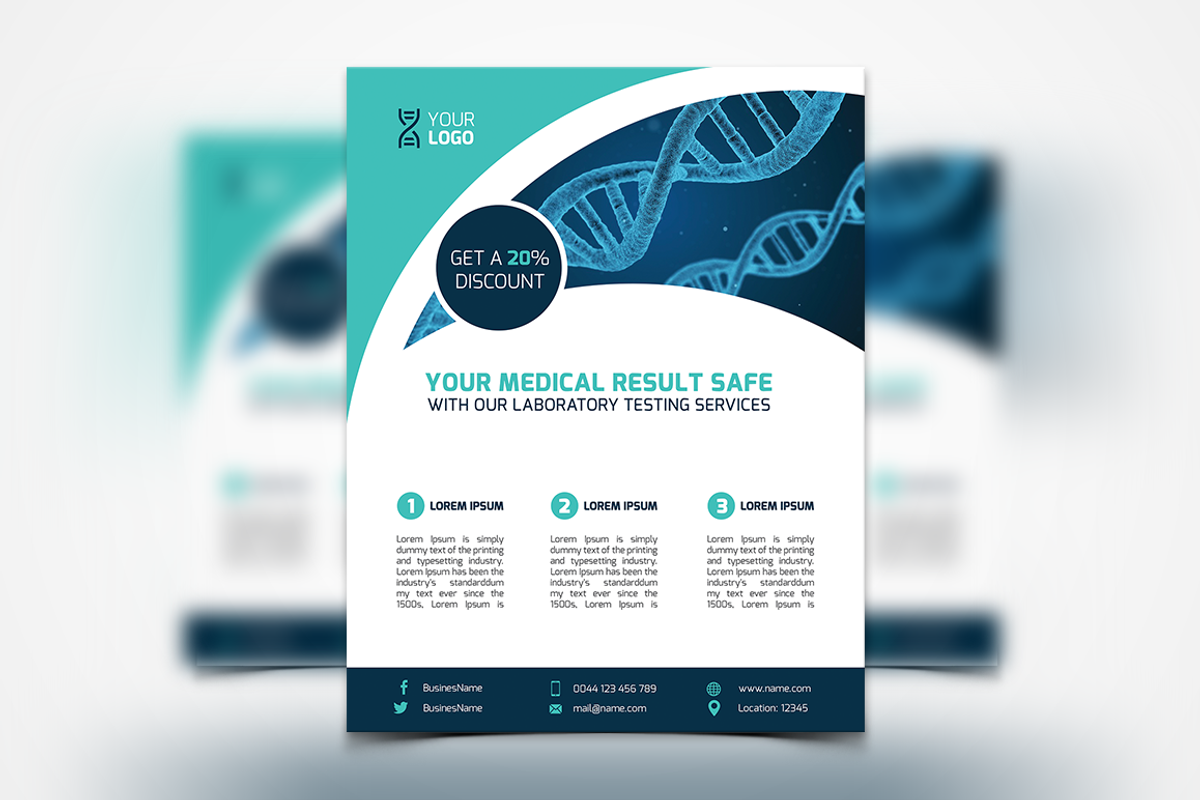 Laboratory Flyers - 4 Templates, a Flyer Template by UNIK Agency