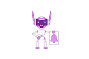 Cute modern robot with bell | Object Illustrations ~ Creative Market