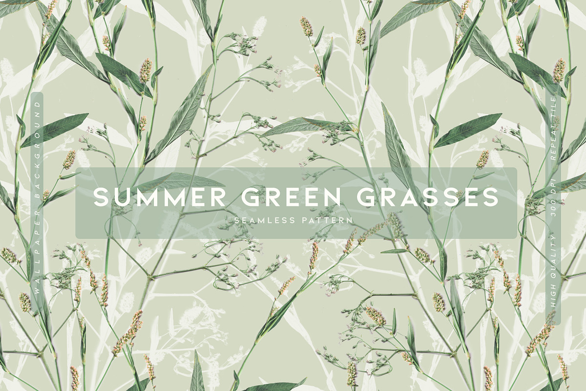 Summer Green Grasses, a Wallpaper Graphic by MalyskaStudio