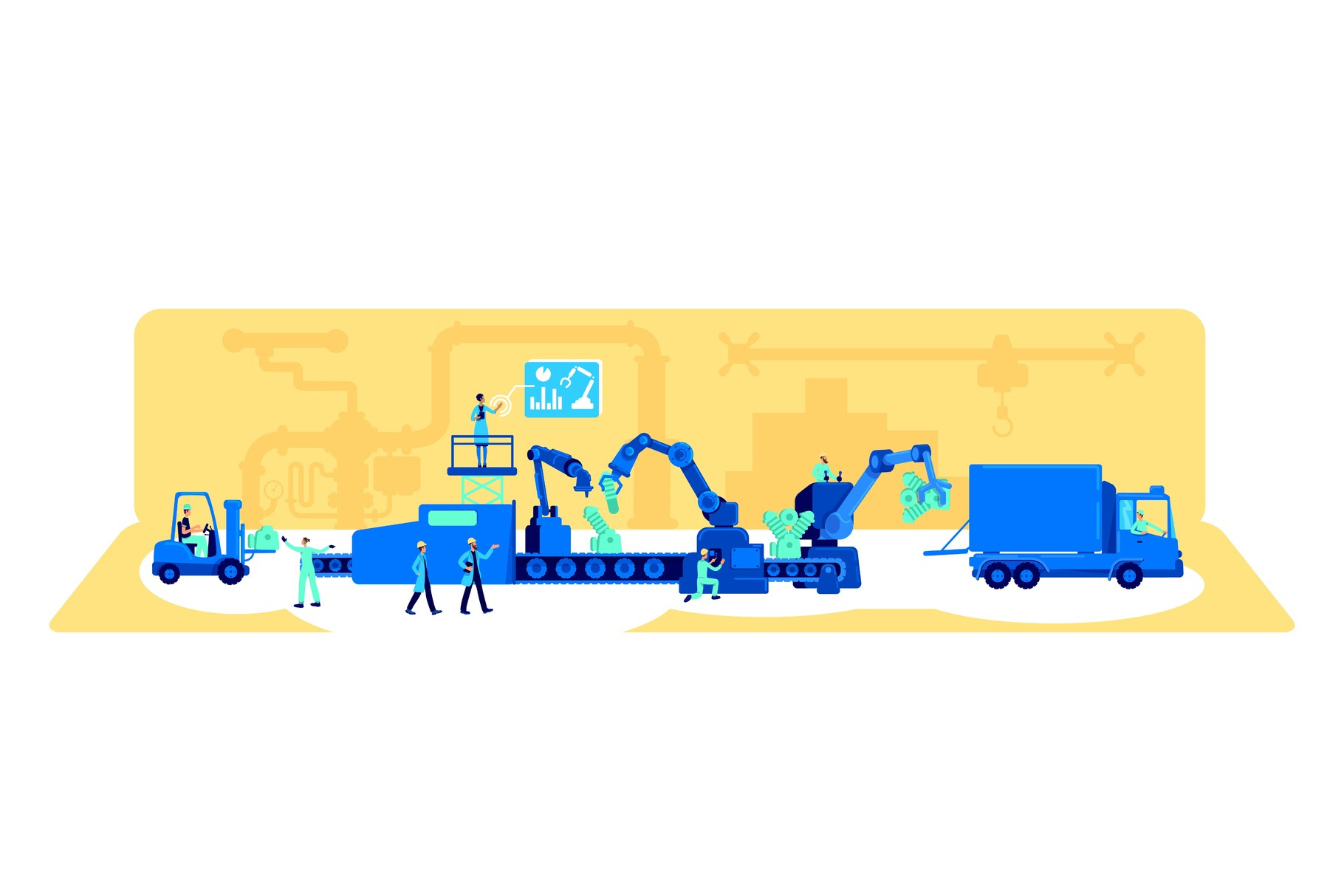 Factory production process concept, a Technology Illustration by IMG ...