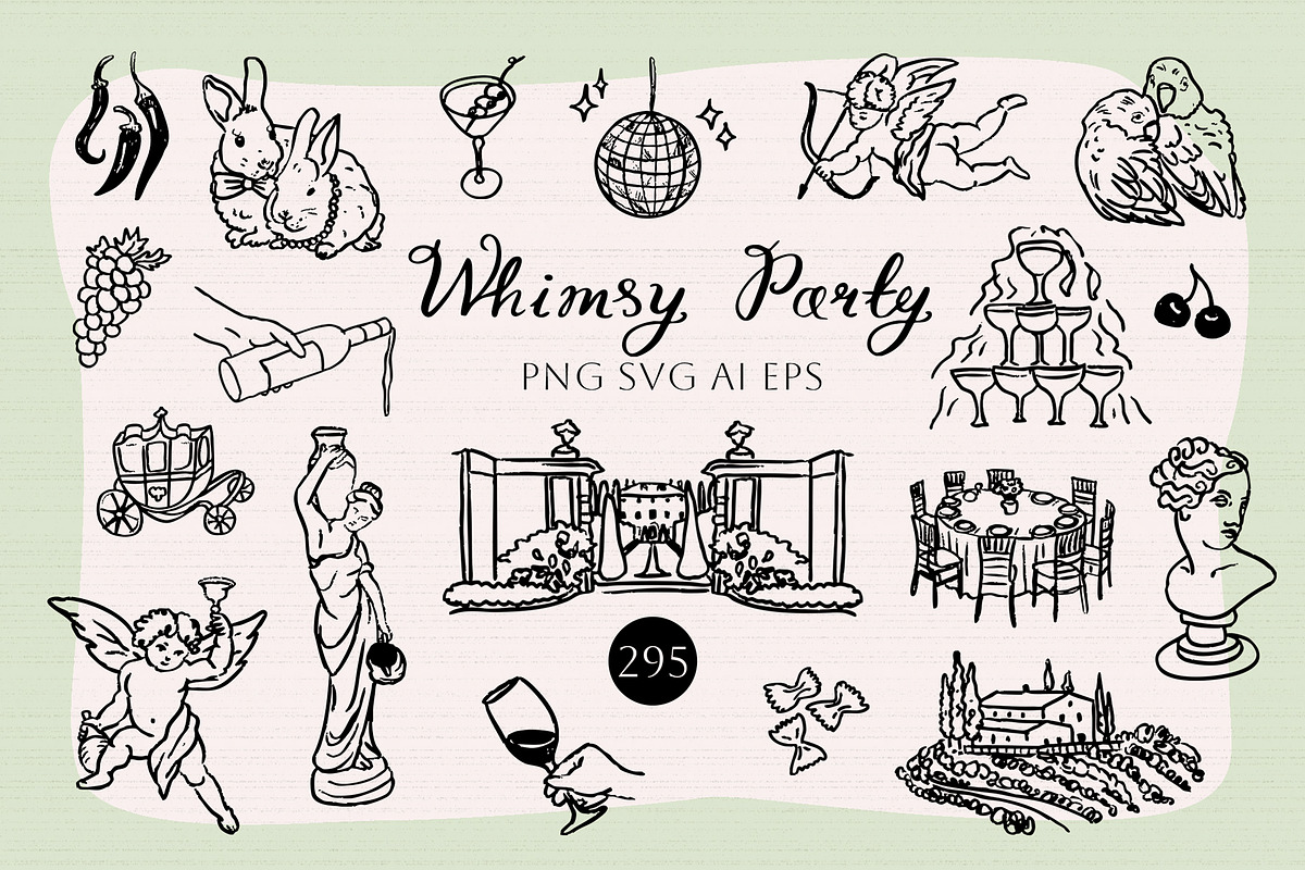 Whimsy Party hand-drawn vector, an Object Graphic by SunnyAfternoons