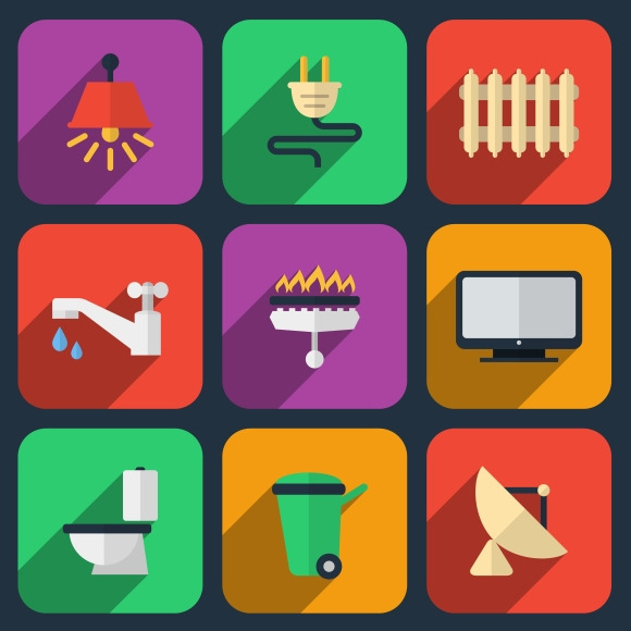 Utilities icons in flat style, an Icon by Microvector