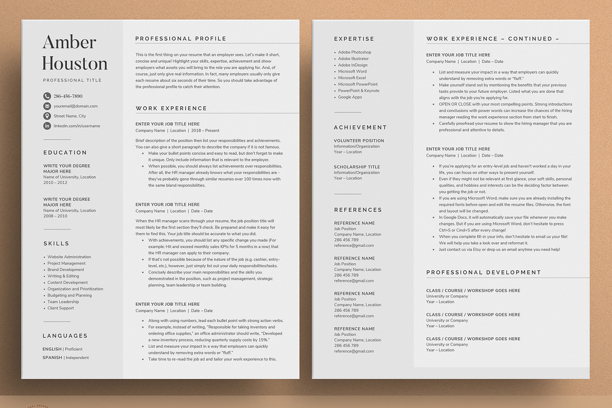 Resume/CV - The Amber, a Resume Template by CreativeLandStudio