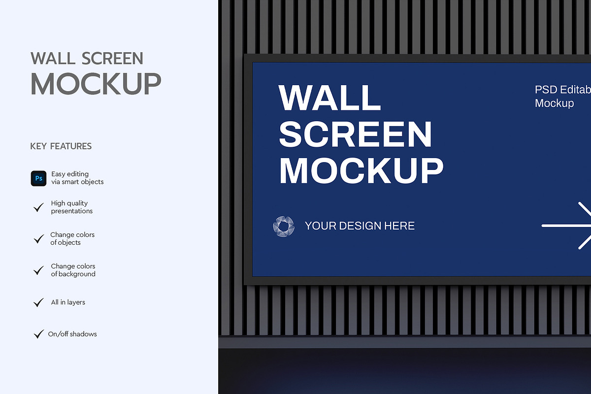 Digital Wall Screen Display Mockup