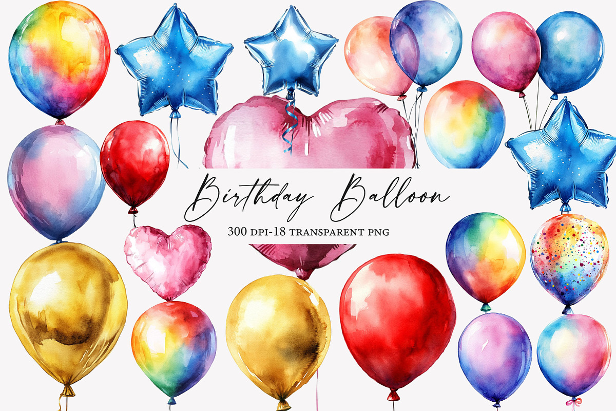 Birthday Balloon clipart, an Illustration by Designworld | Creative Market