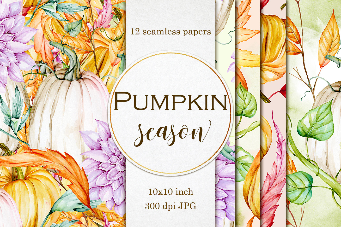 12 Pumpkin seamless digital papers, a Pattern Graphic by PixelJungle ...