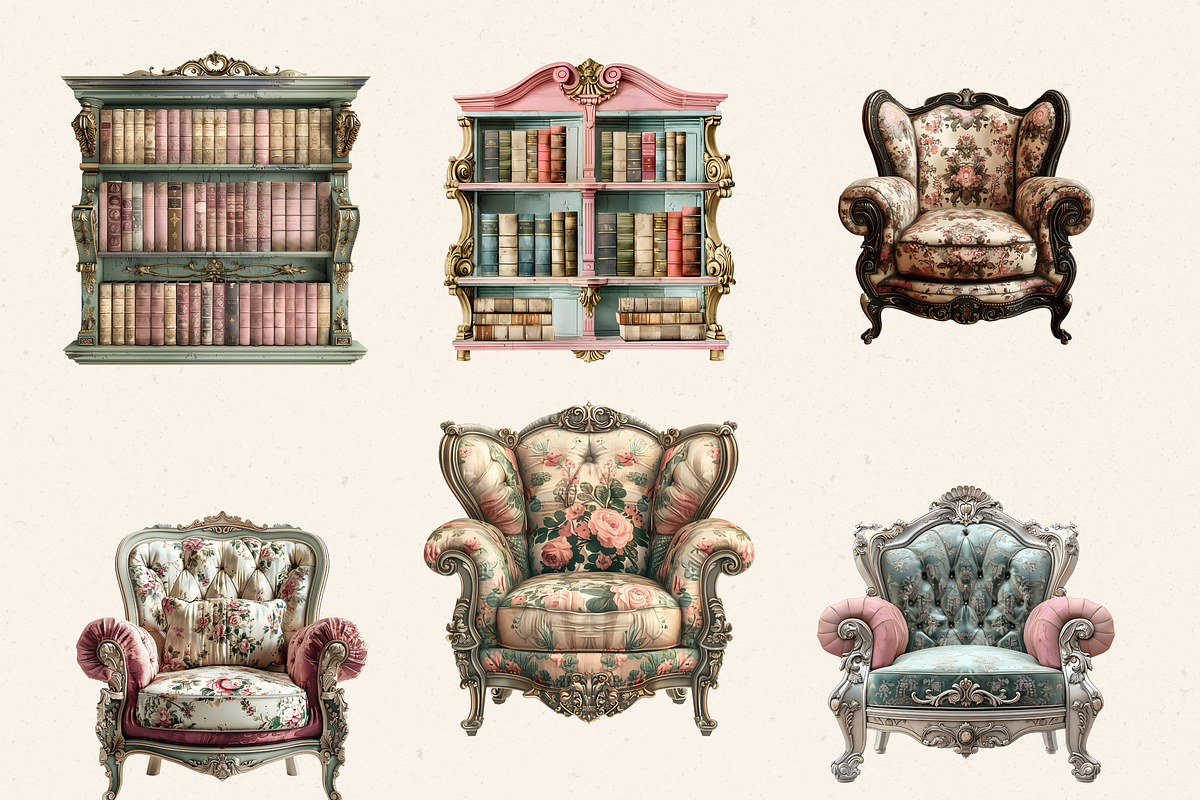 REGENCY ERA ELEMENTS CLIPART PACK, an Object Illustration by Daring Digies