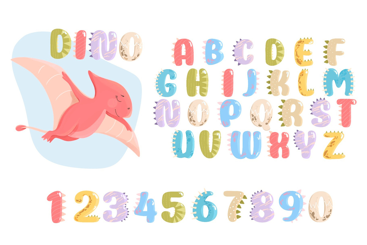 Dinosaurs clipart + Dino Alphabet, an Animal Illustration by ArtGiftsStudio