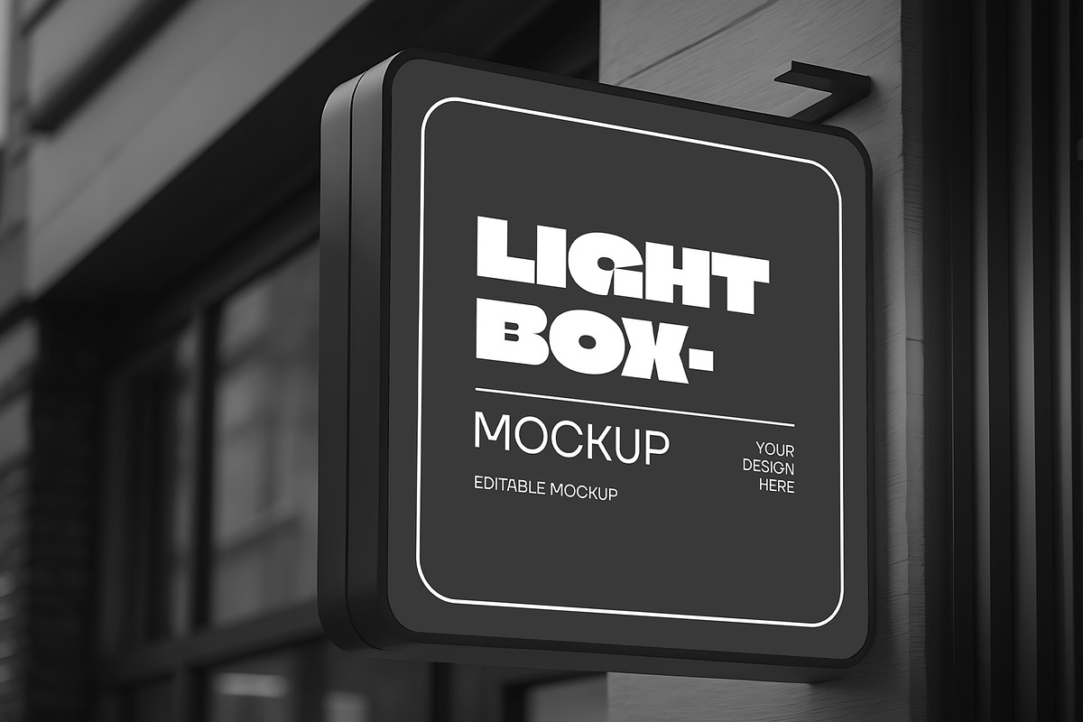 Square Signboard Lightbox Mockup