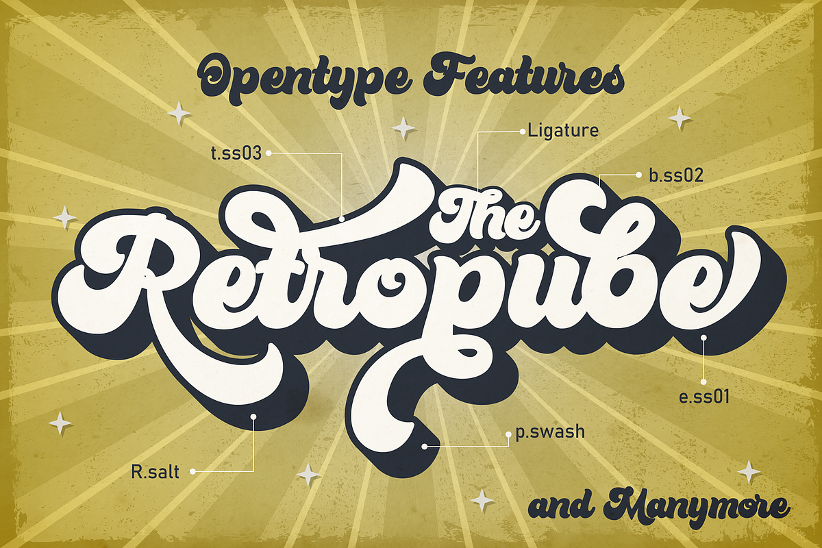 Bratsy Script - Layered Retro Font, a Script Font by figuree studio