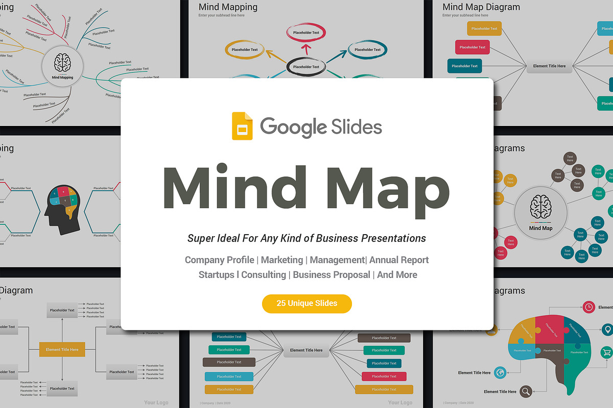 Mind Map Google Slides Diagrams Pack, a Presentation Template by SlideOne