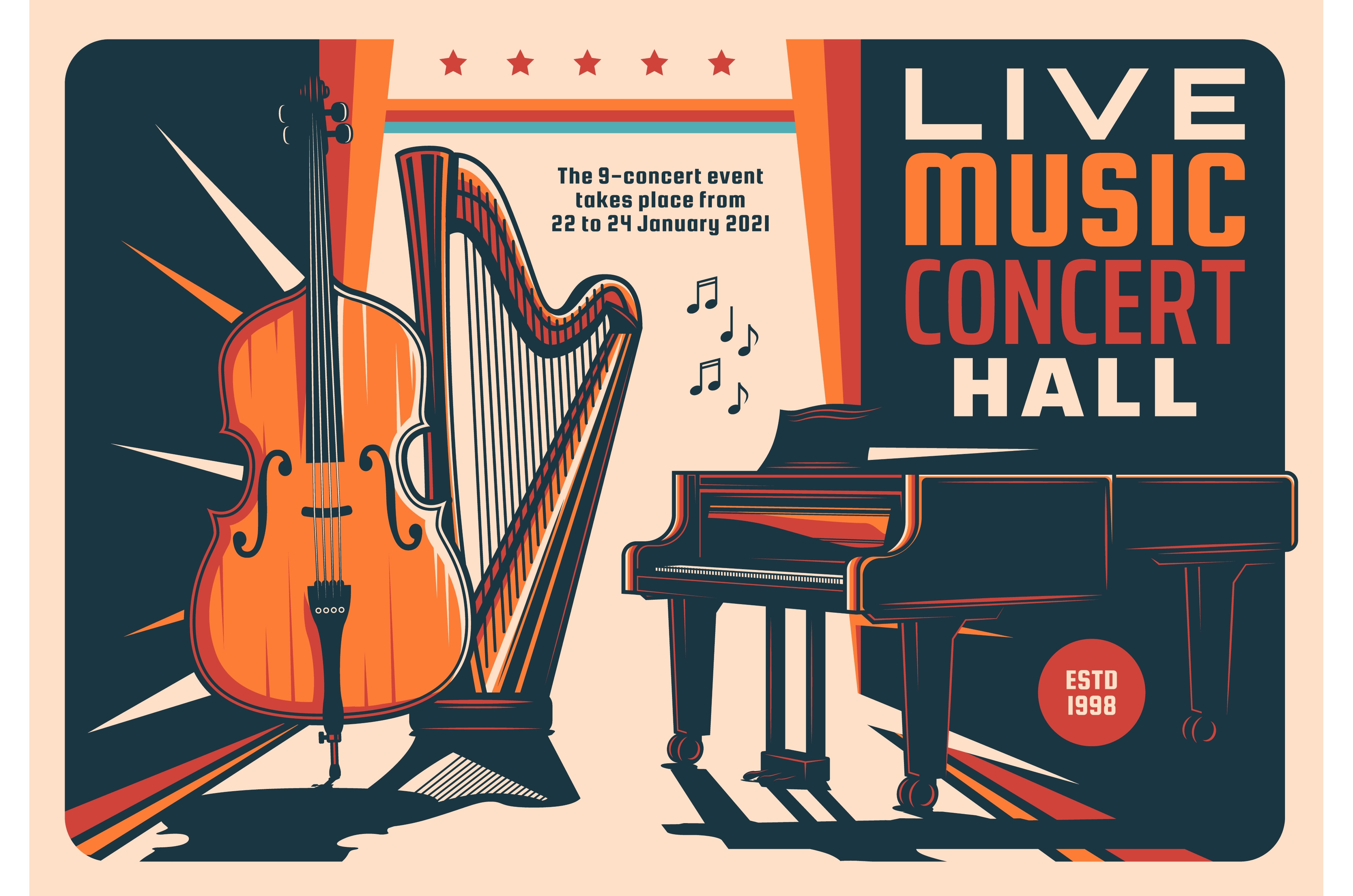 Live music concert vector flyer, an Illustration by Vector Tradition ...