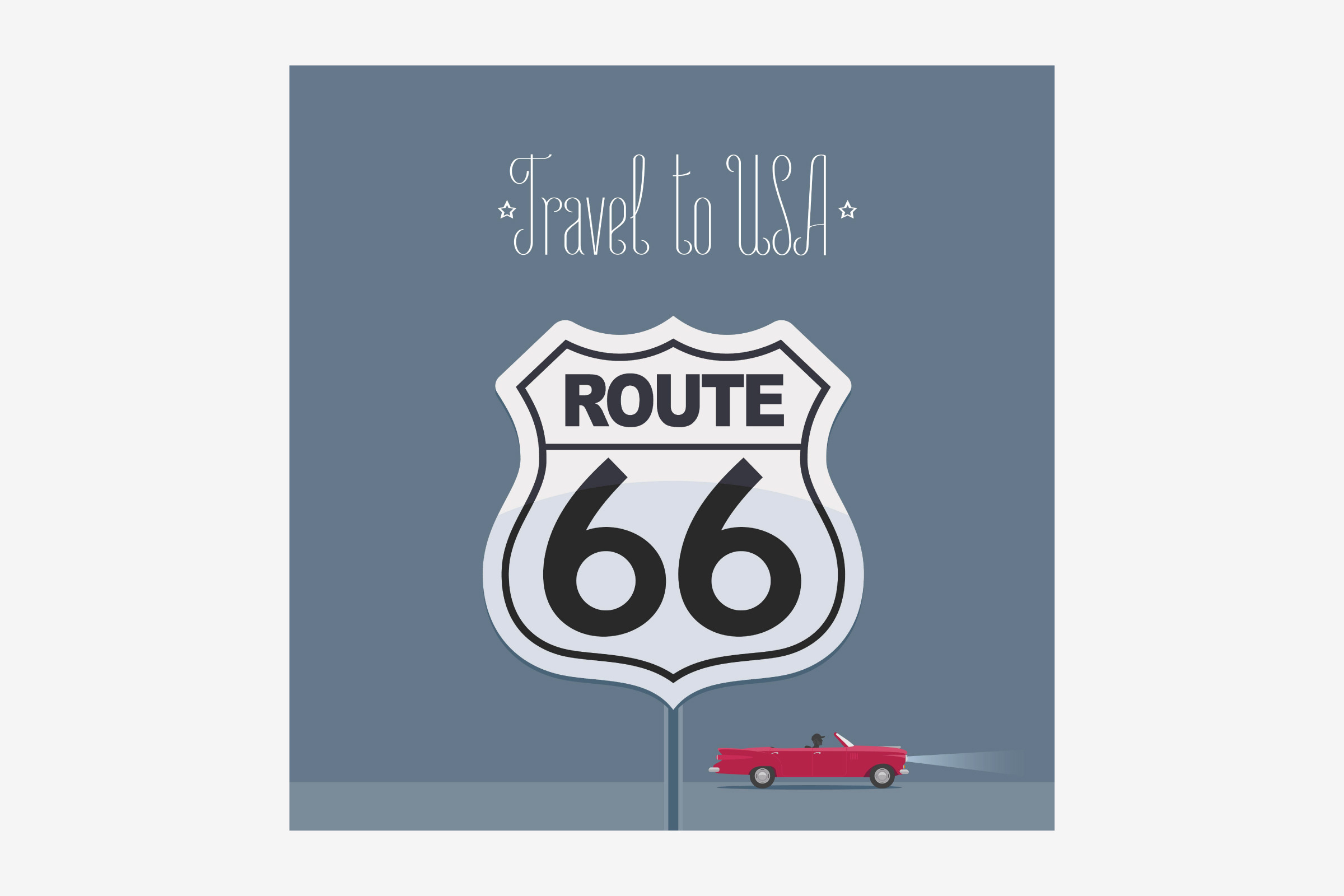Visit USA image with route 66 vector, a Transportation Illustration by ...