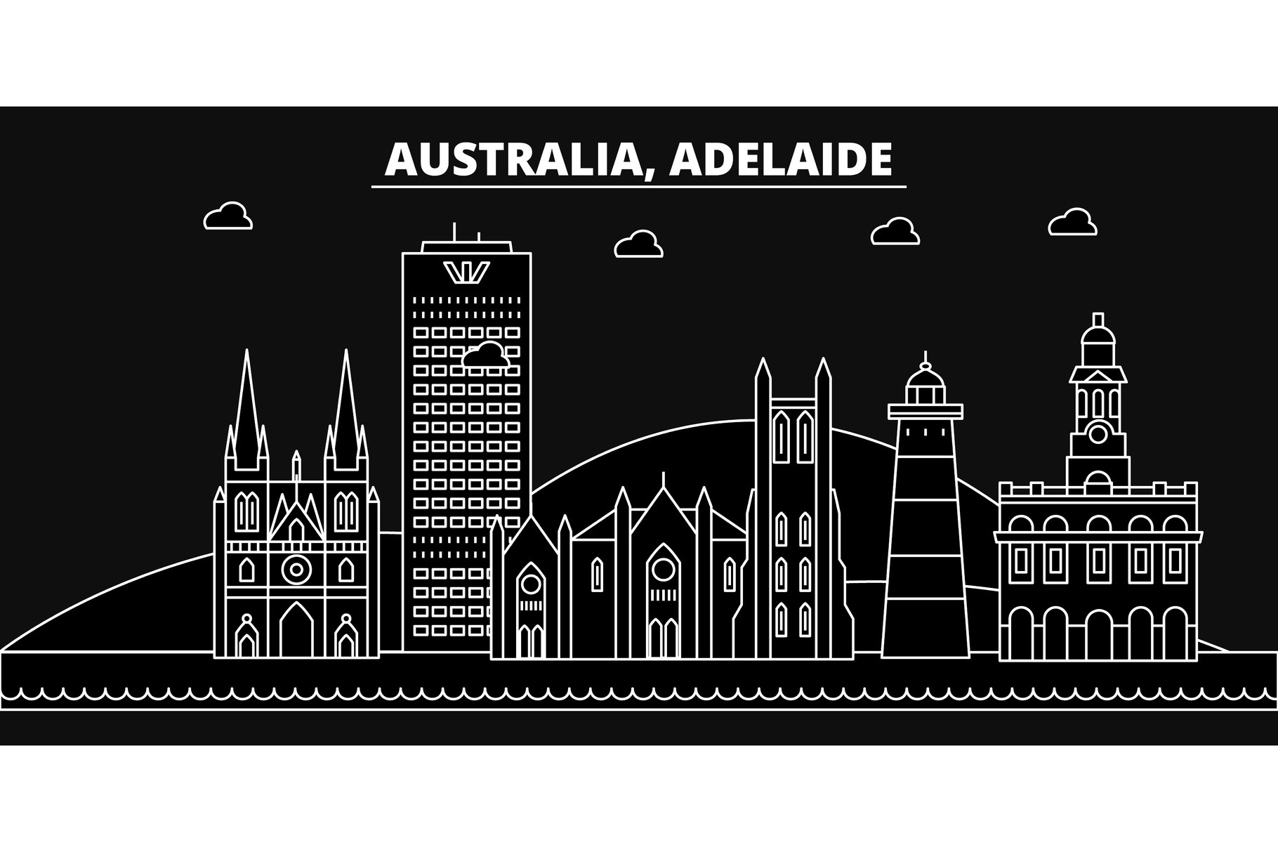 Adelaide silhouette skyline. Australia - Adelaide vector city ...