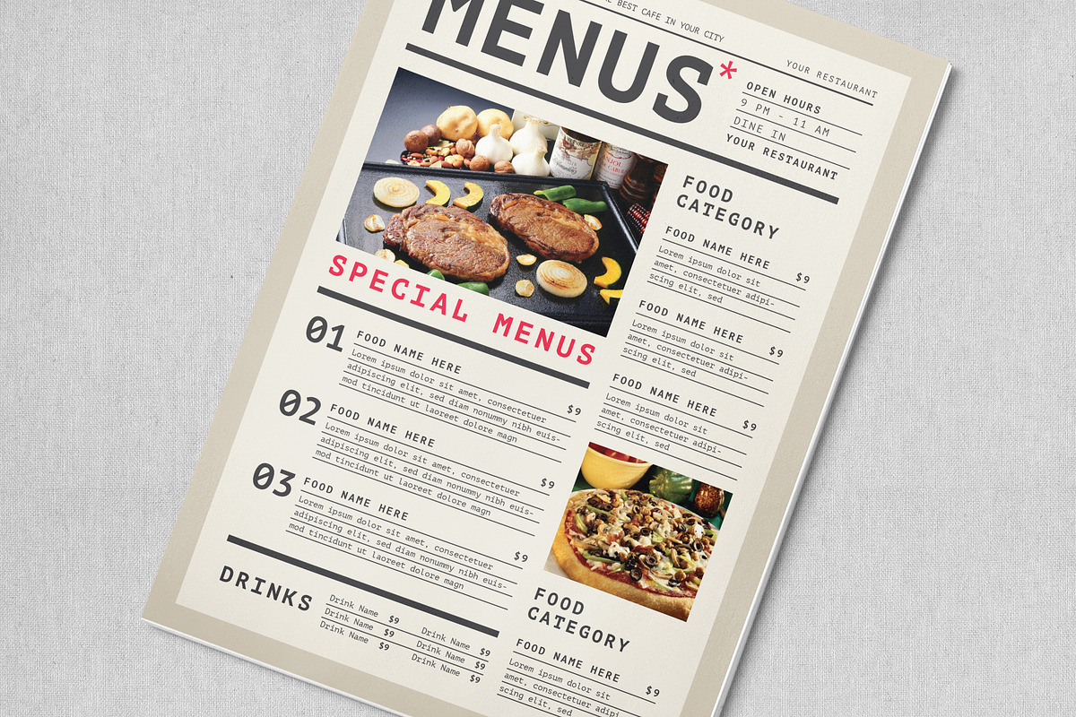 Simple Food Menus, a Flyer Template by Guuver