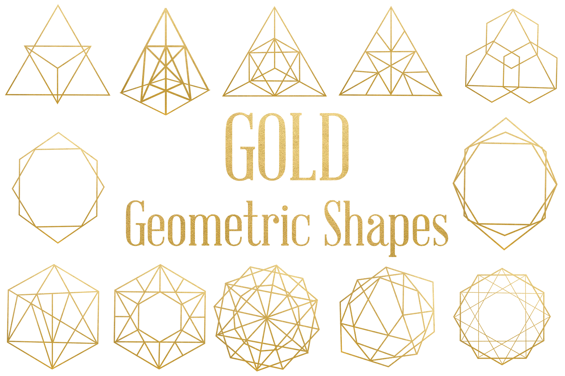Gold Geometric Shapes, a Decorative Illustration by Dream in Watercolor