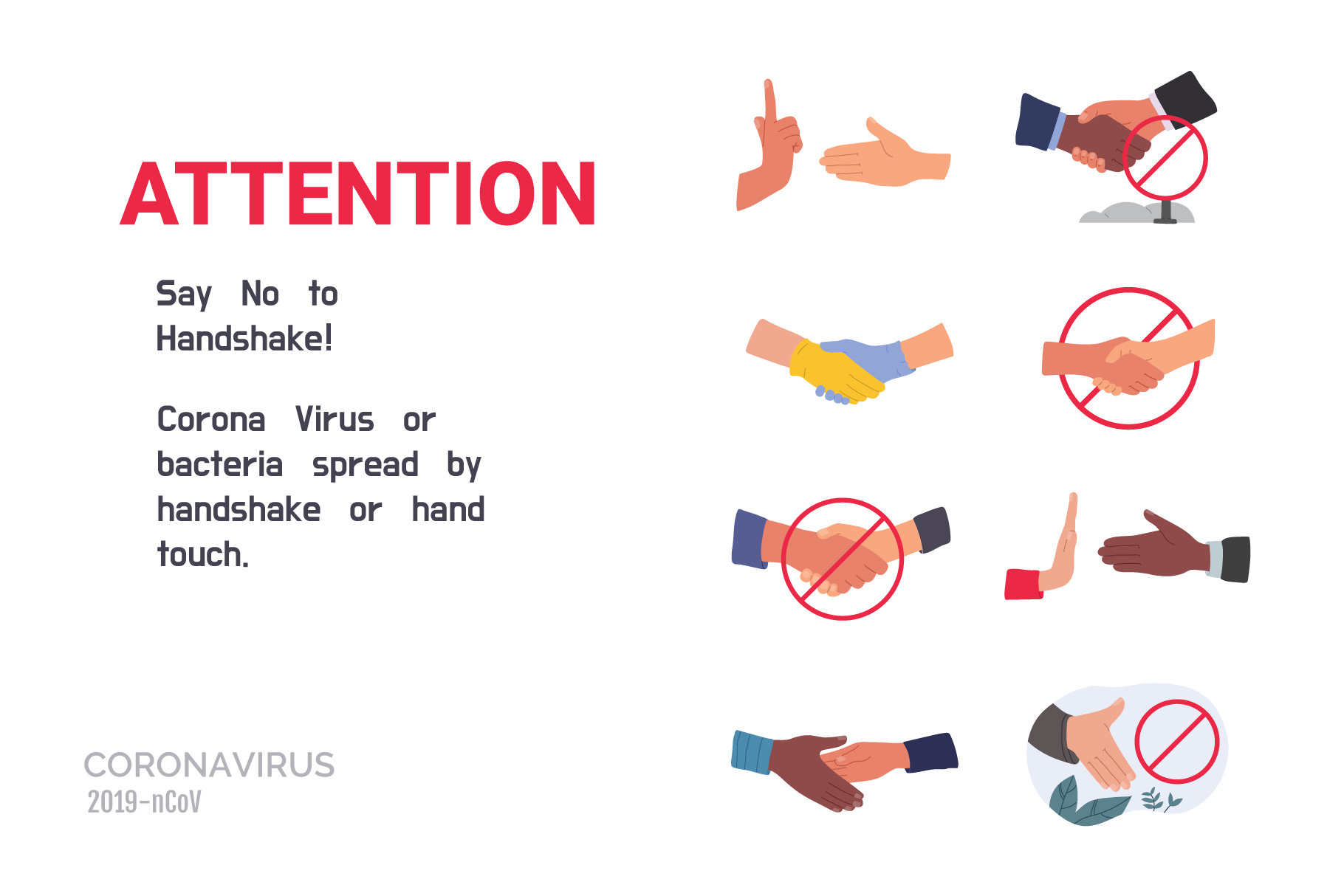 Coronavirus. No handshake | People Illustrations ~ Creative Market