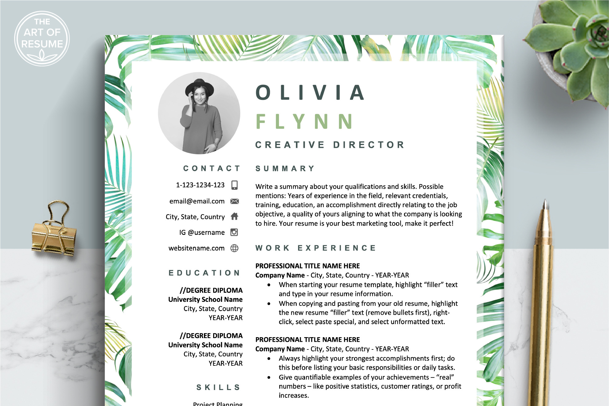 Creative Resume Template | Floral Flower Resume CV Design