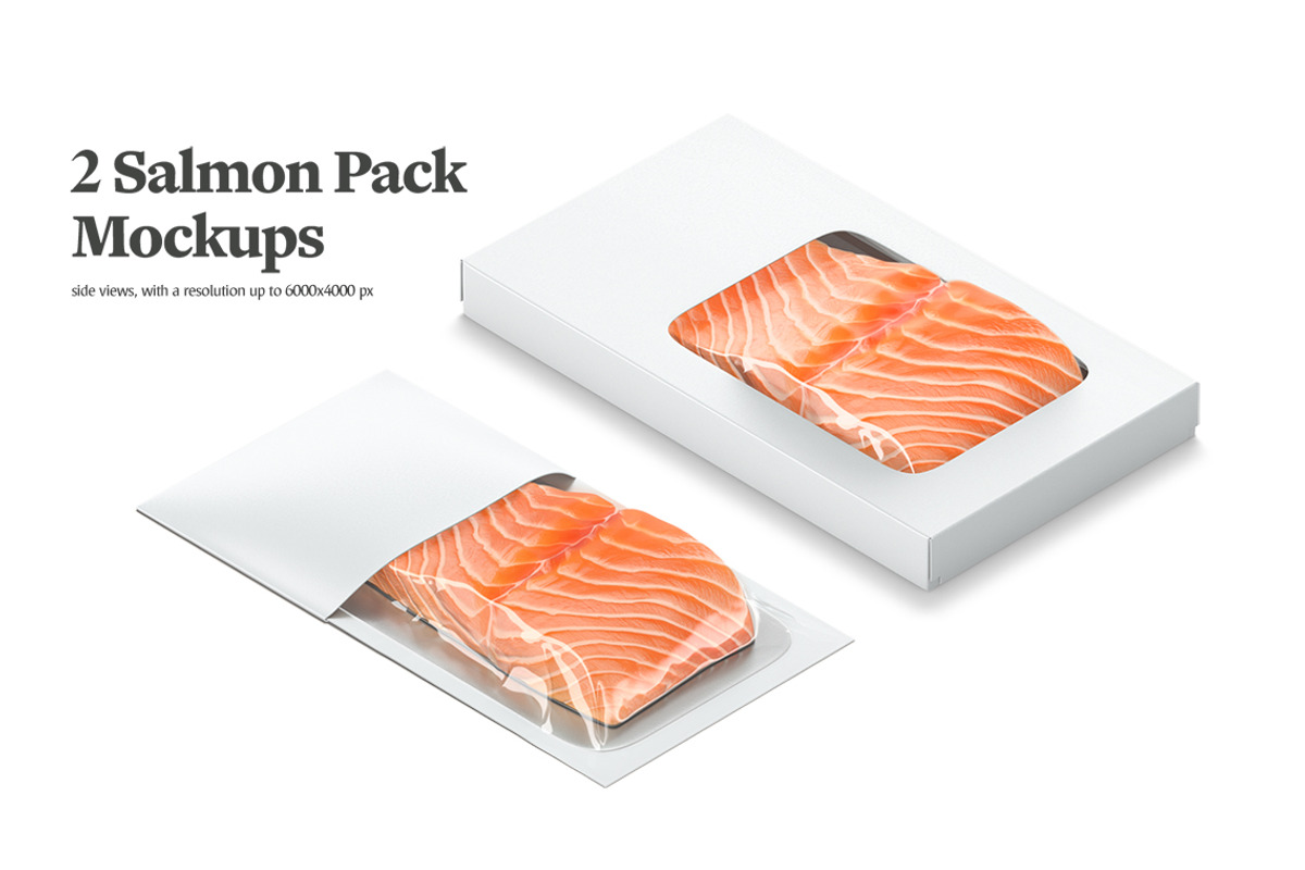 Salmon Pack Mockups, a Packaging Mockup by rebrandy | Creative Market