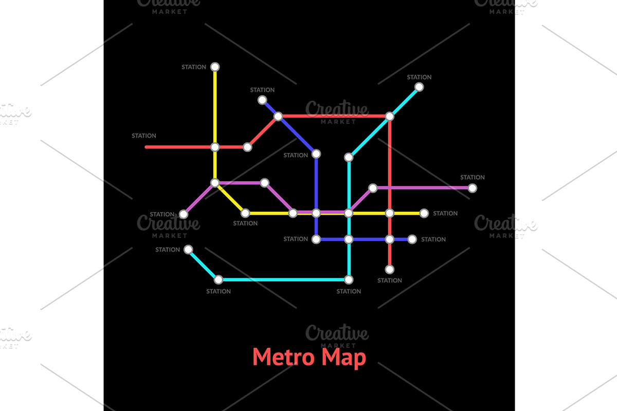 Metro Map Signs Color Thin Line Set., an Object Illustration by ...
