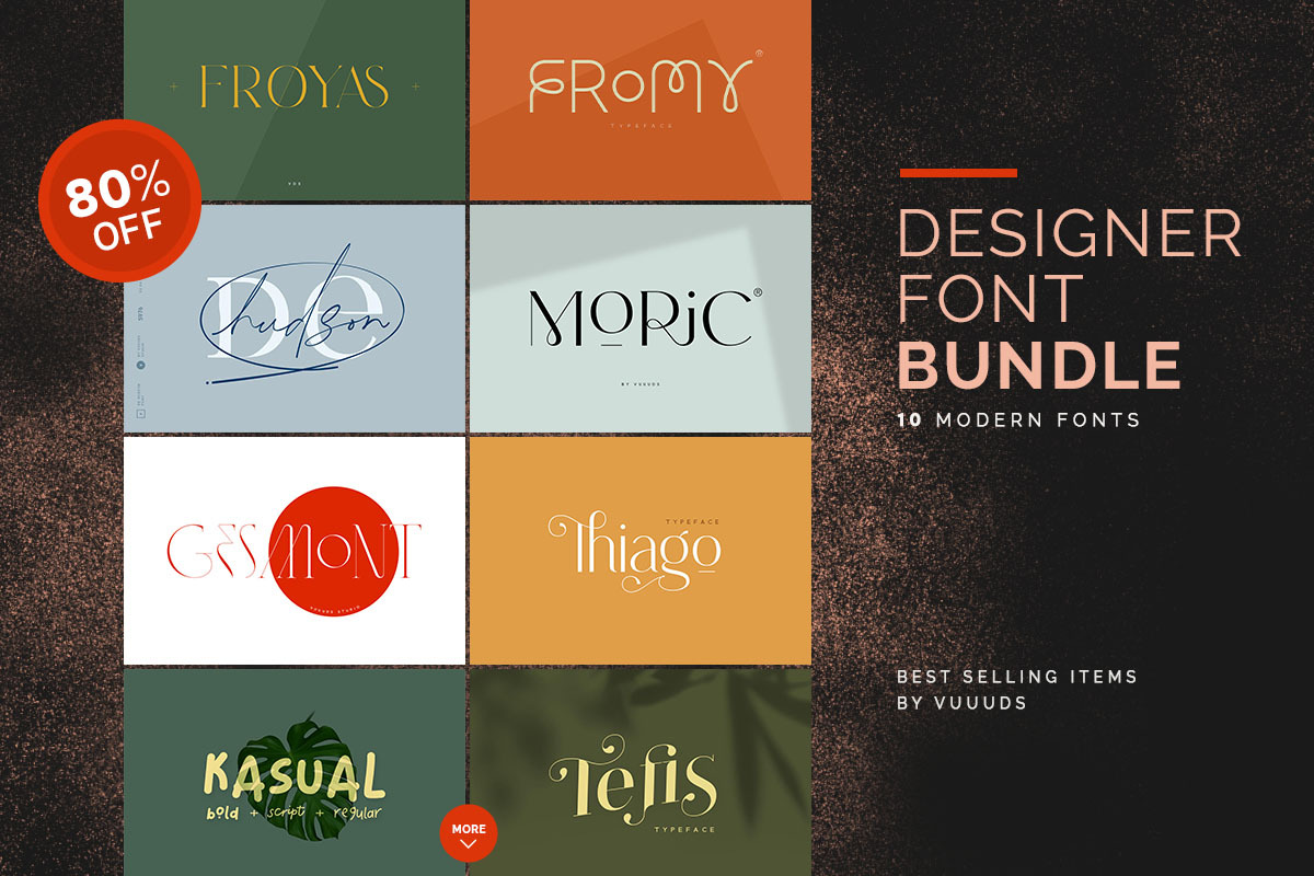 Designer Font Bundle • 80% Off, a Font by vuuuds