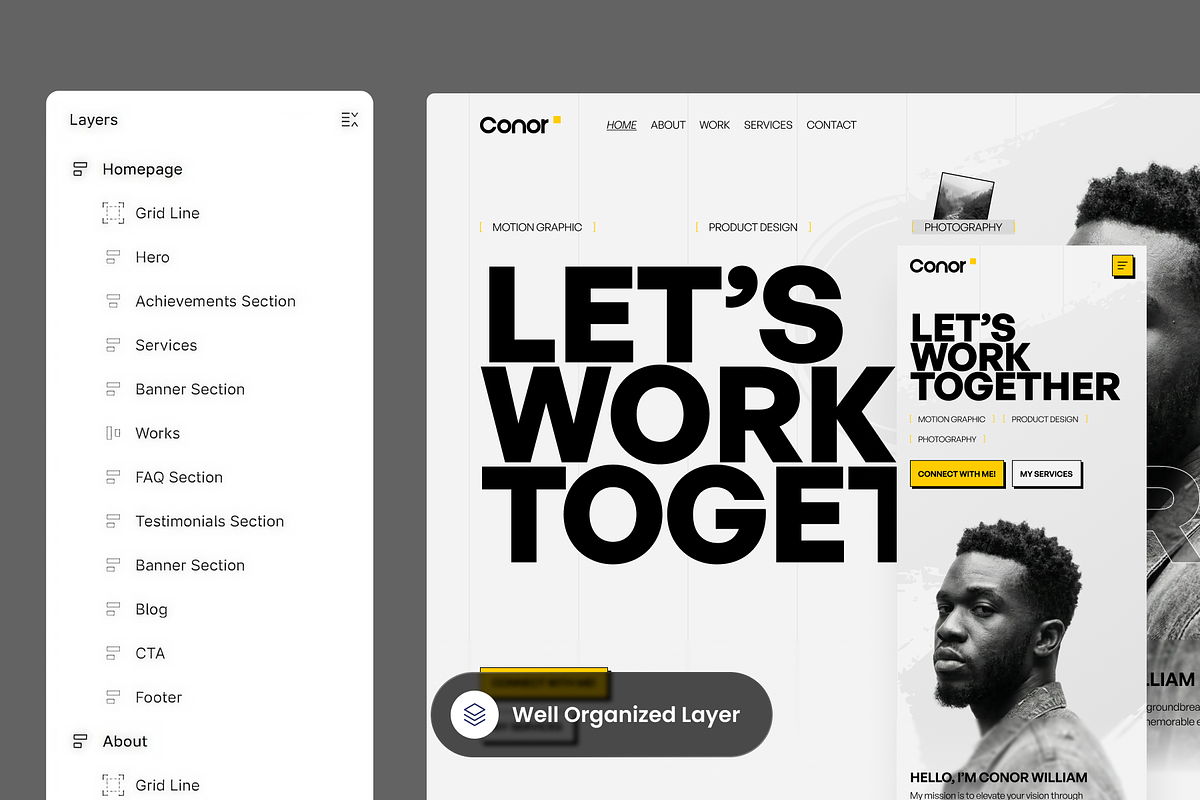Conor - Personal Portfolio Website, a Landing Page Template by SLAB! Design