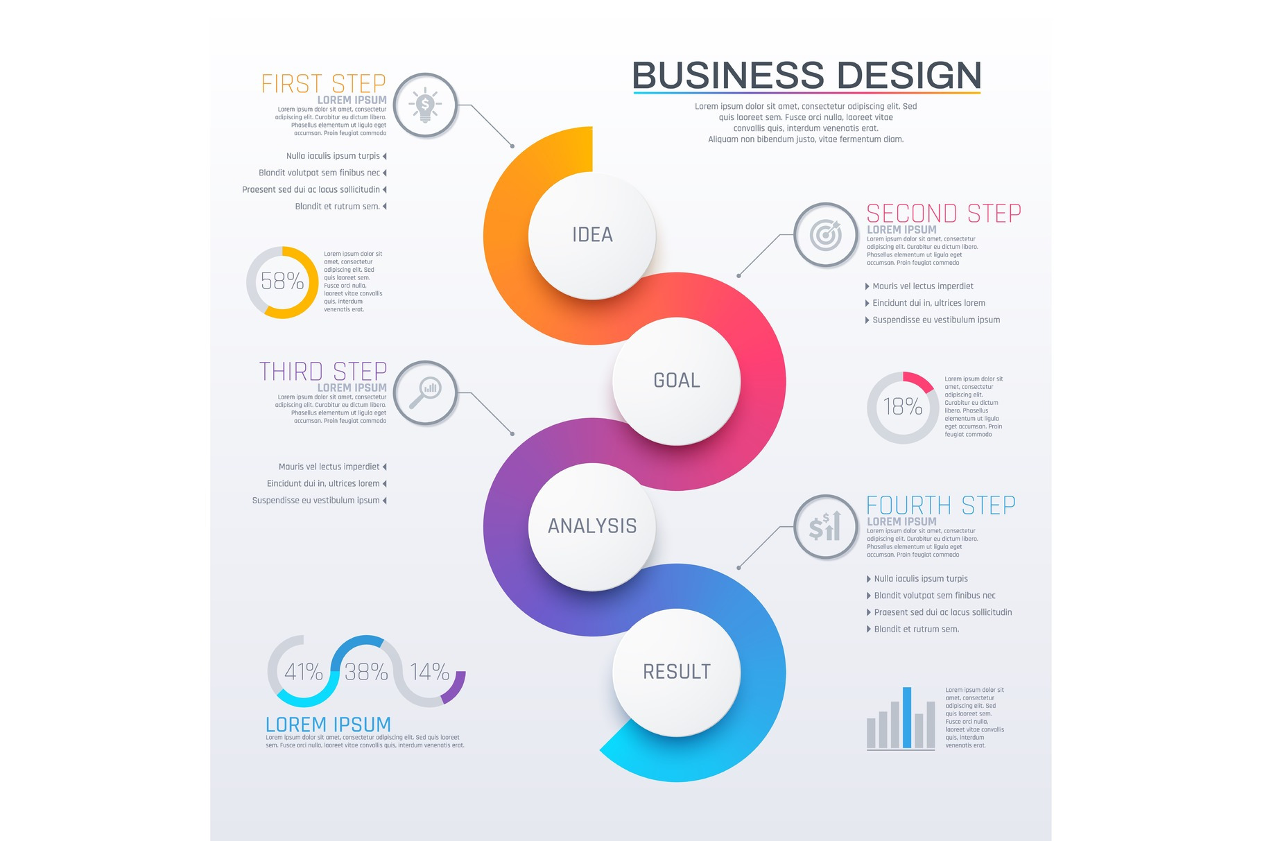 Business infographic, round elements | Work Illustrations ~ Creative Market