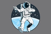 Astronaut in space showing thumb up, a Technology Illustration by Ledokolua