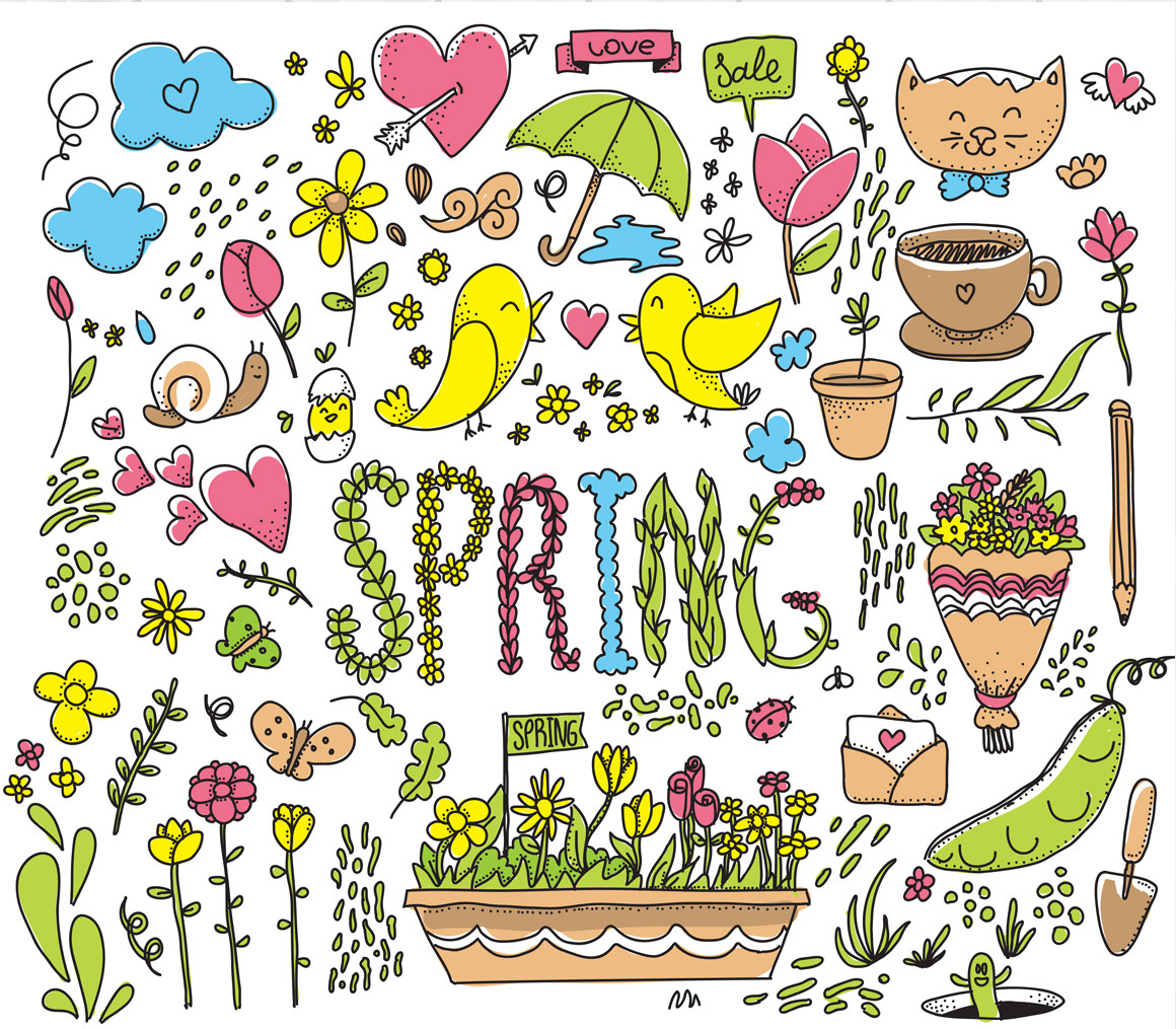Spring set, an Illustration by pa3x | Creative Market