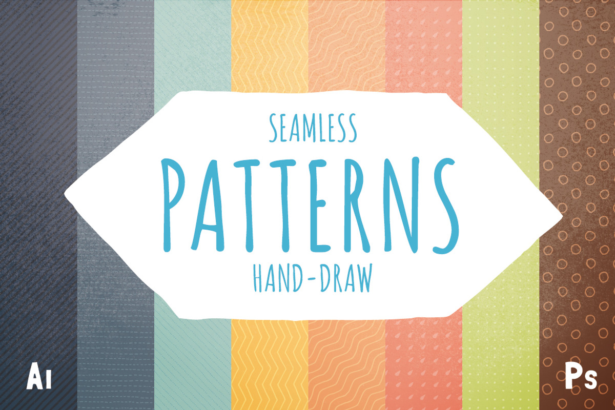 Retro hand-draw patterns (ai + ps), a Pattern Graphic by Vitek Graphic