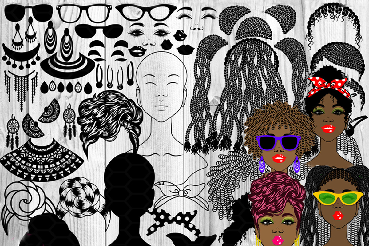 Black Princess Dreadlocks SVG V3, an Object Graphic by V Design Creator