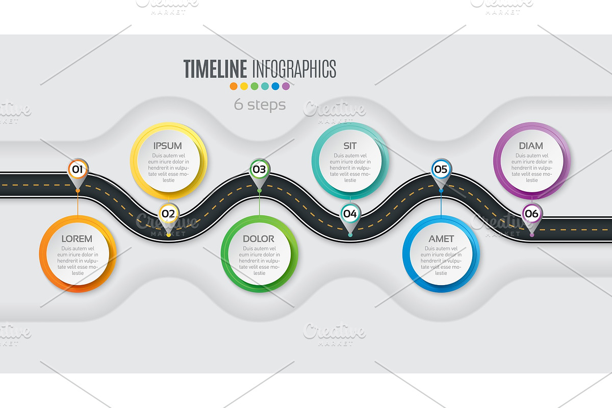 Navigation map infographic 6 steps, a Technology Illustration by ...