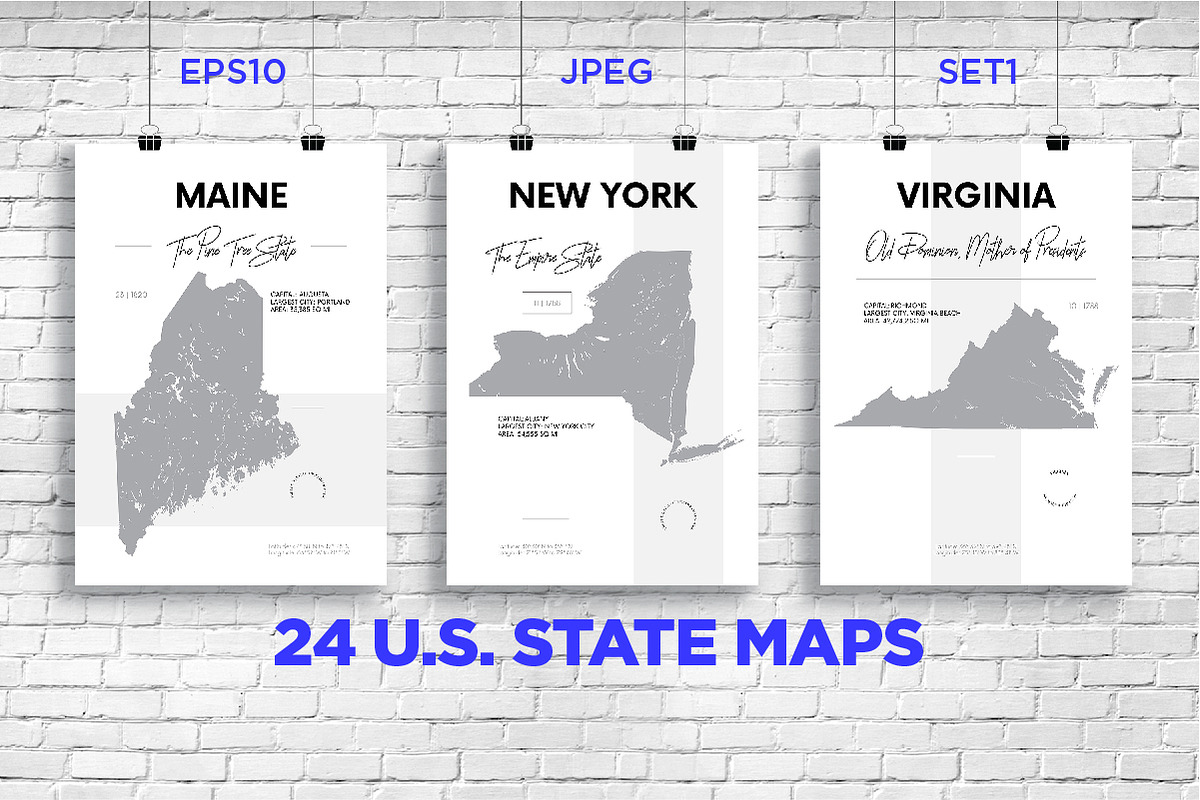 U.S. State Maps | Poster set 1, an Education Illustration by MaximGertsen