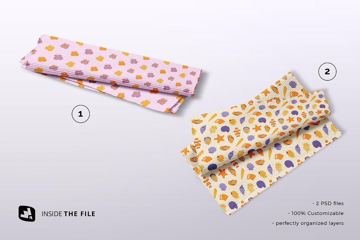 Top View Cloth Table Mat Set Mockup, a Product Mockup by Designertale