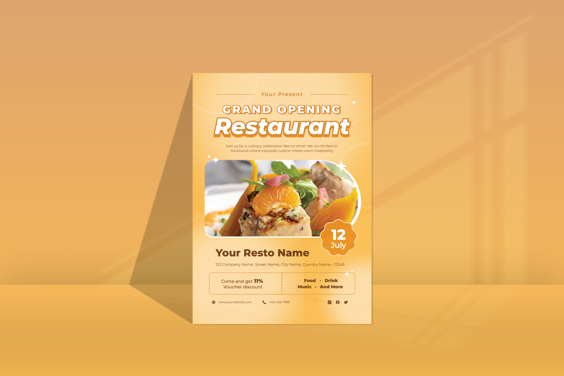 Grand Opening Restaurant Flyer, a Flyer Template by SquidPixey