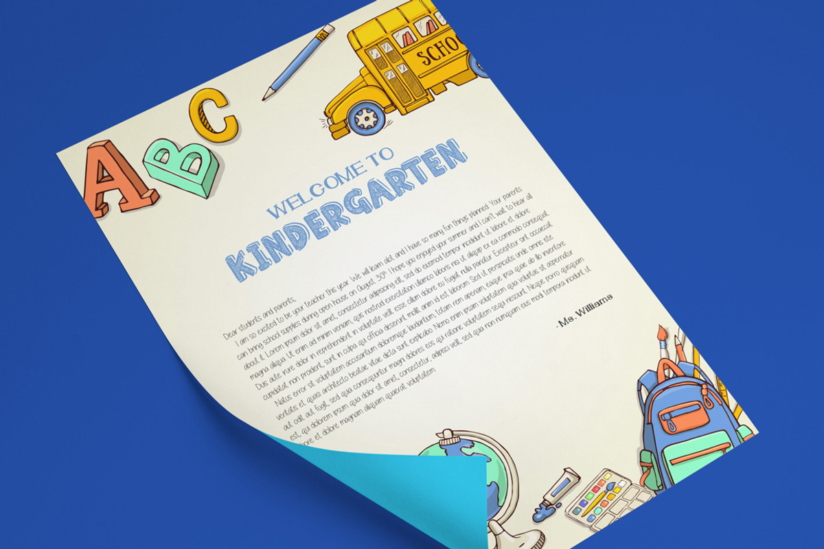 Back To School Letter Template, a Flyer Template by Vector Chameleon