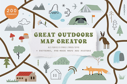 Camping map creator | Animal Illustrations ~ Creative Market
