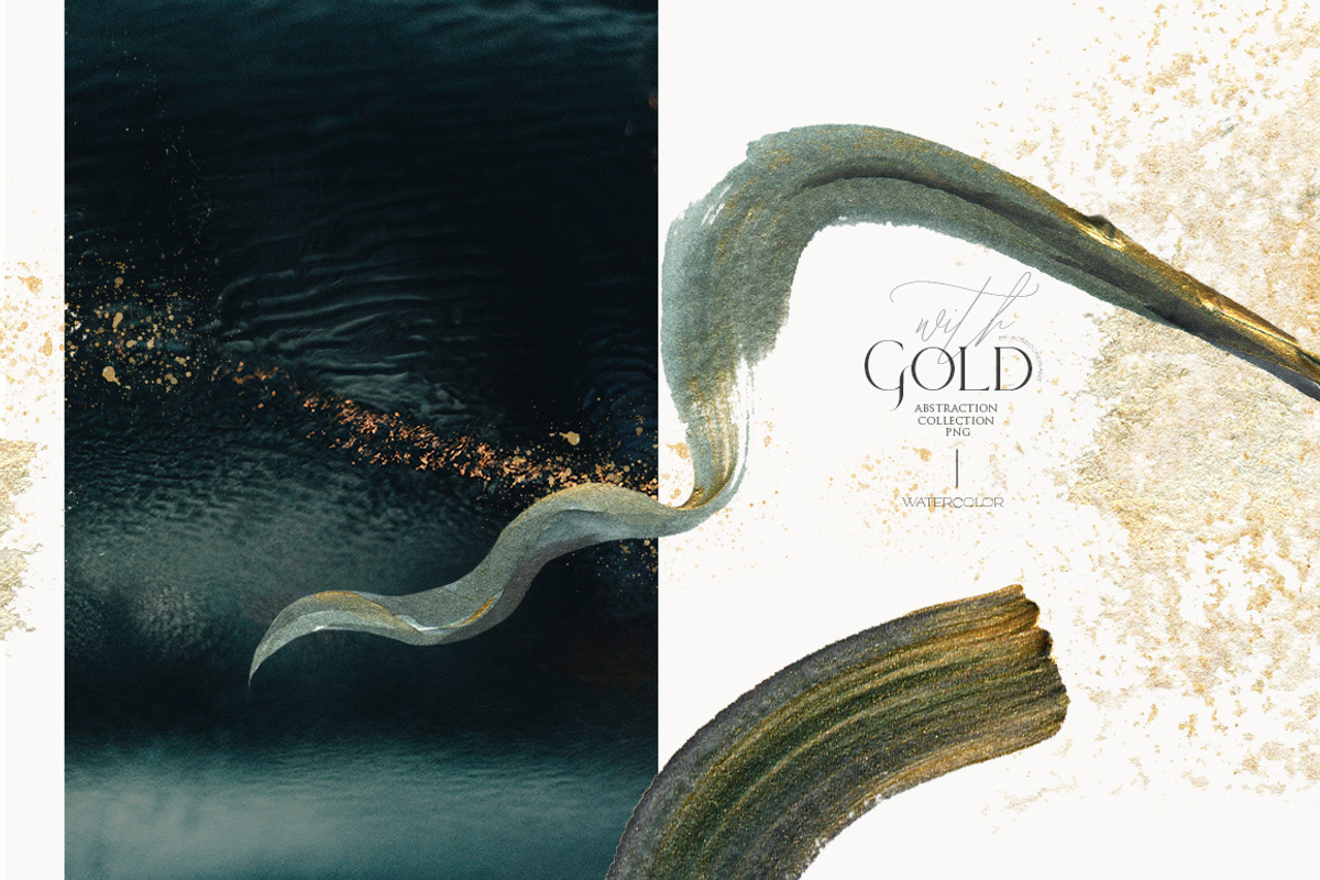 Abstract gold shapes Watercolor art, a Decorative Illustration by ...