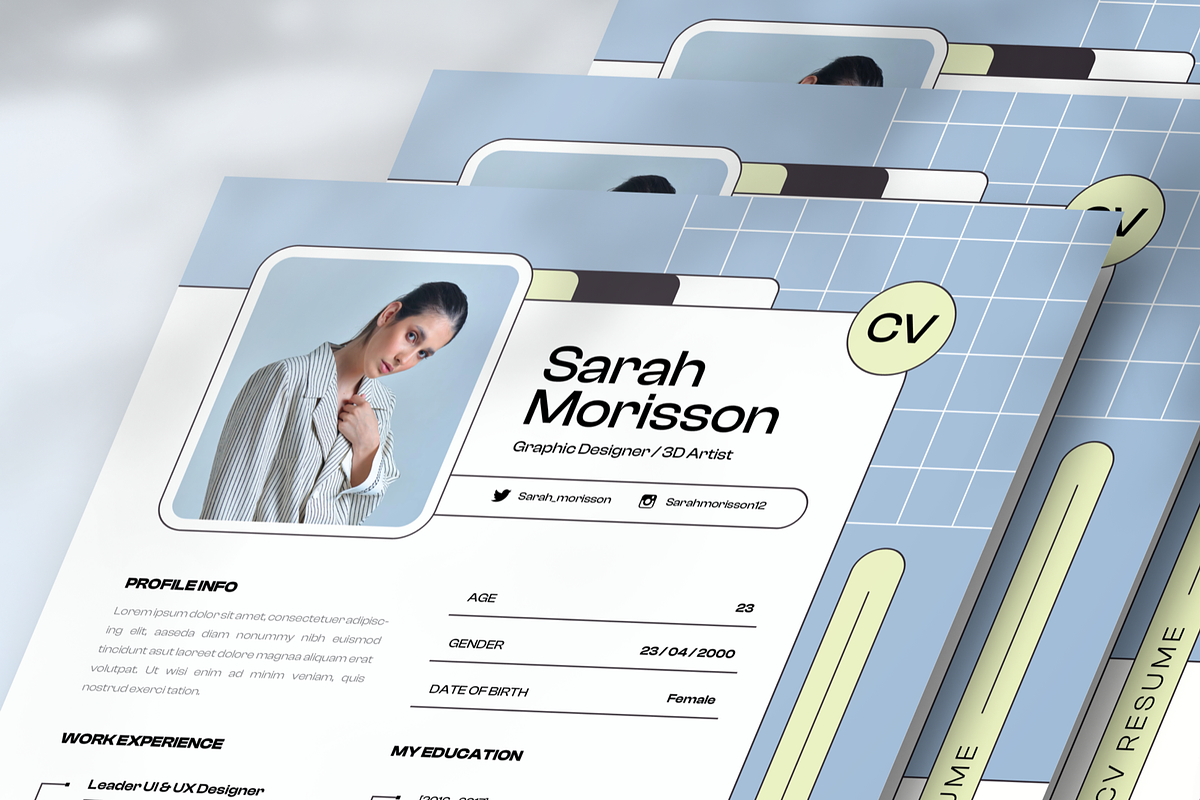 Pop Graphic Designer CV Resume, a Resume Template by SquidPixey
