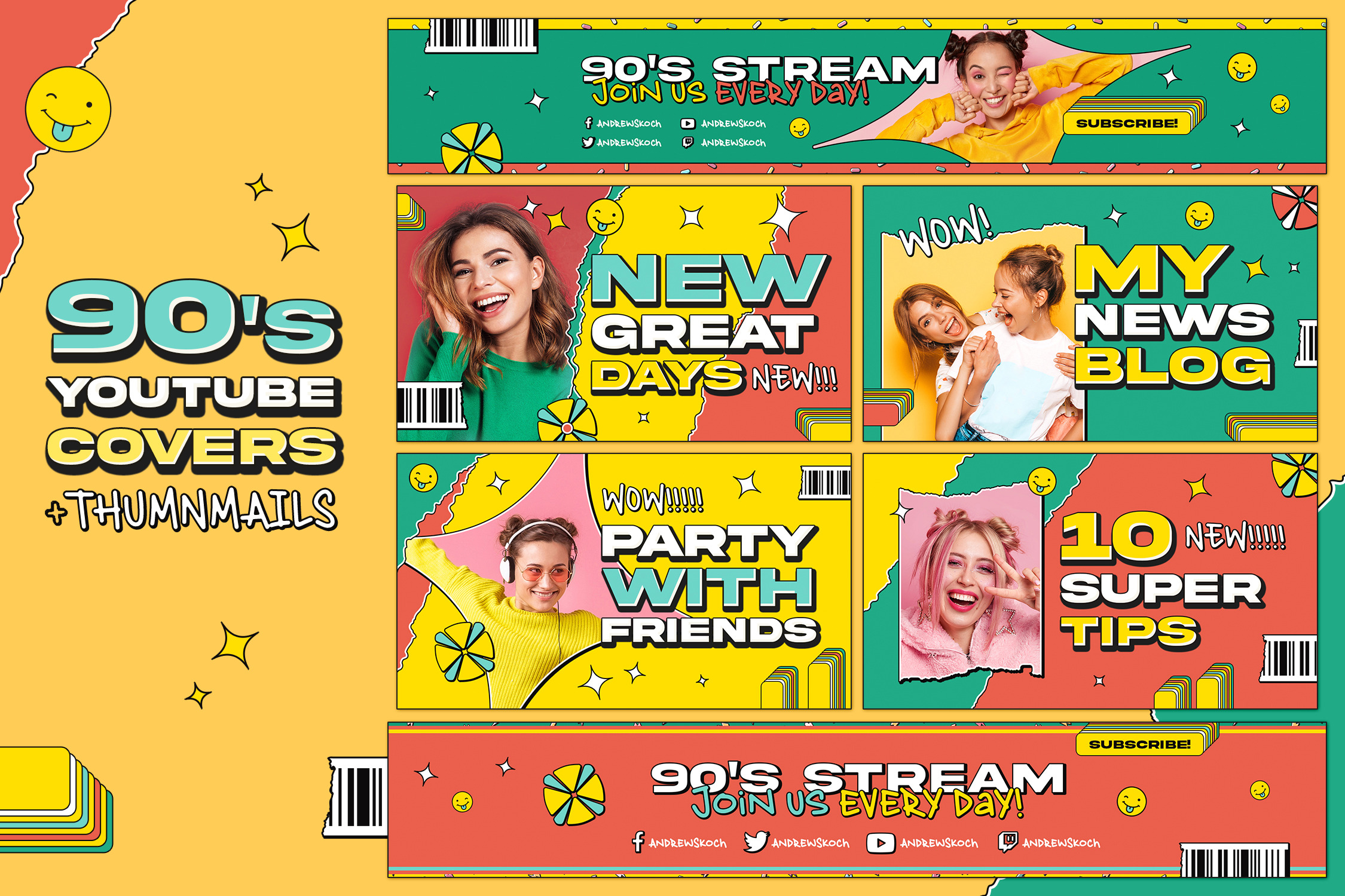 90s YouTube Covers and Thumbnails, a Social Media Template by Andrew ...